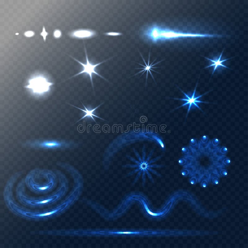 Set of Stars and Sparkles Effects for Design. Unusual Elements on Half ...