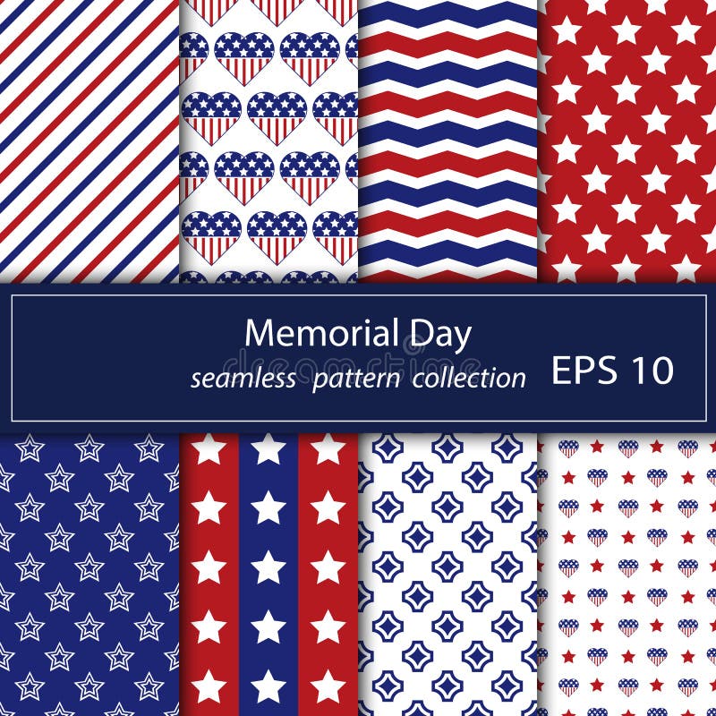 Set of Stars and Stripes Seamless Patterns. USA Independence Day ...