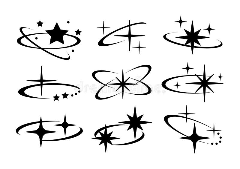 Set of Stars and Their Orbits. Vector Star Path. Various Designs. Star ...