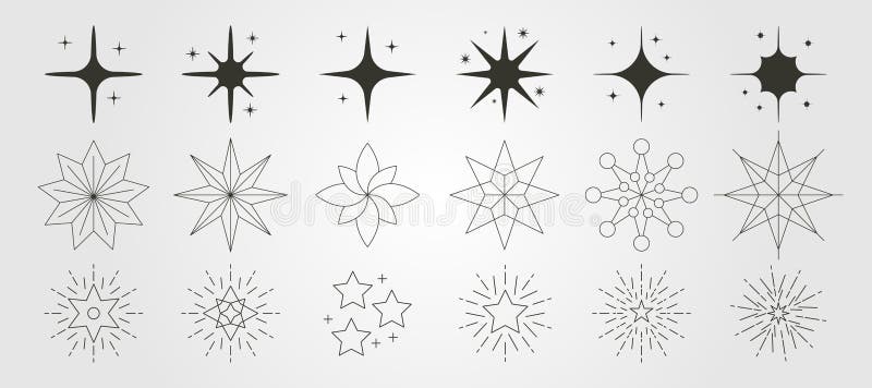 Set of Stars Vector Symbol Illustration Design, Abstract Stars Line Art ...