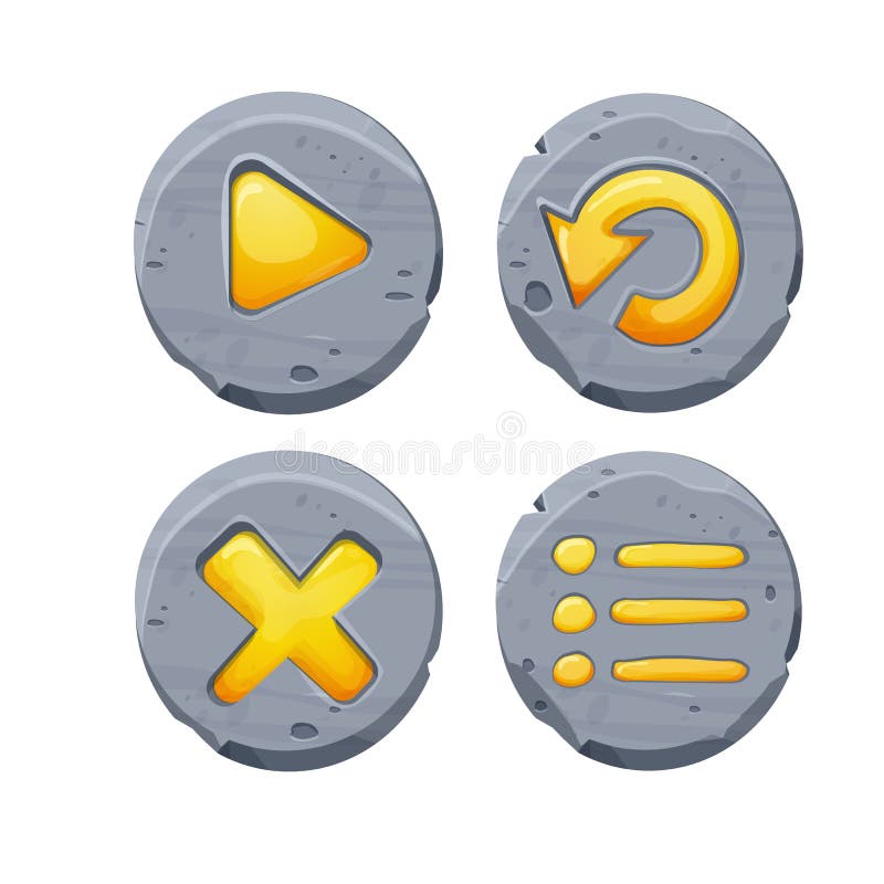 Play or Start Button in Funny Cartoon Style Isolated on White ...