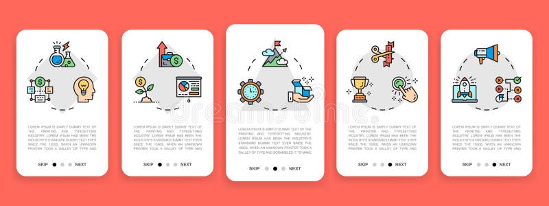 Set of Start Up Mobile App Screens. Time Management, Idea Generation ...