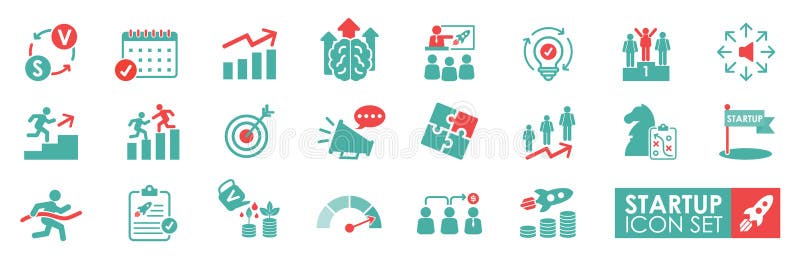 Set of Startup Icons. Solid Icon Simple Style Stock Vector ...