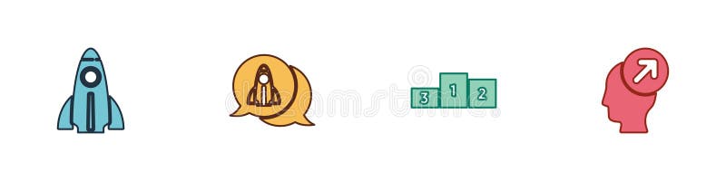 Set Startup Project Concept, , Business Podium and Head Hunting Icon ...