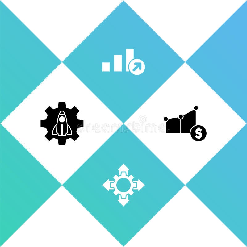 Set Startup Project Concept, Project Team Base, Financial Growth and Pie Chart and Dollar Icon ...