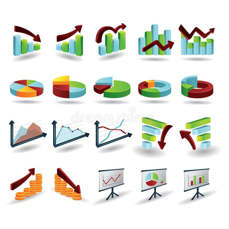 Set of Statistical Graphs. Vector Illustration Decorative Design Stock ...