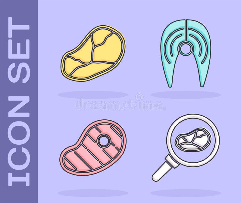 Set Steak Meat in Frying Pan, Steak Meat, Steak Meat and Fish Steak ...