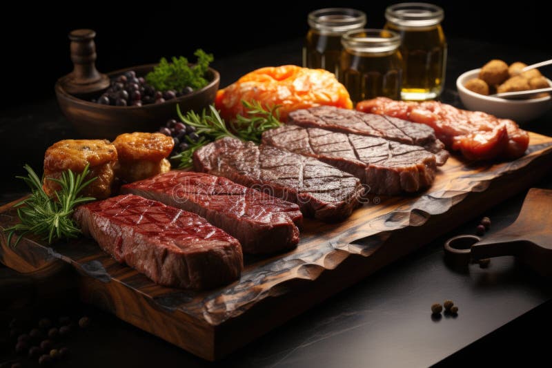 Set Steaks Successful Grills and Meat Superior View Flat View on the ...