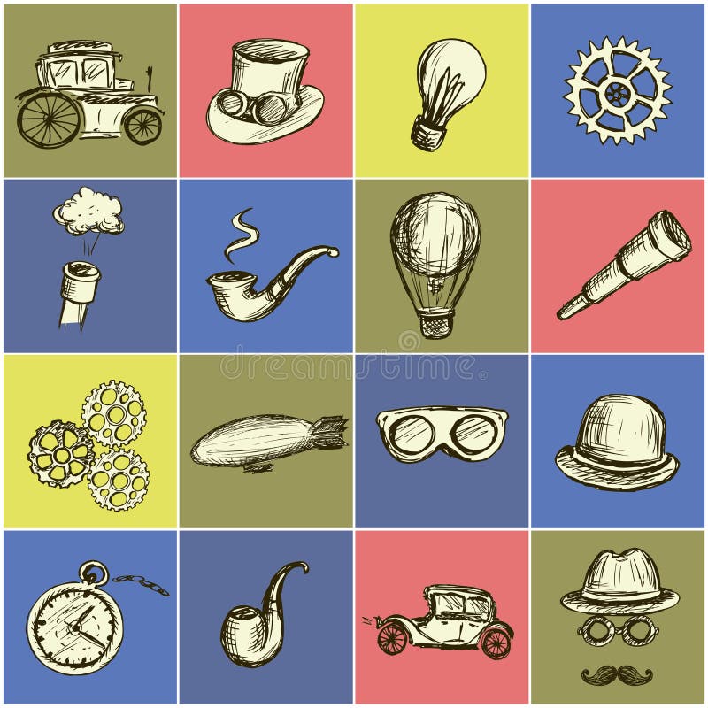 Set Steampunk icon stock vector. Illustration of design - 78988341
