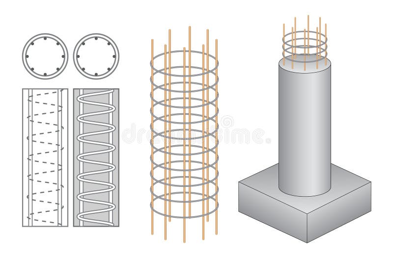 Set of Steel Column Foundation in Reinforced Concrete Block. 3D ...