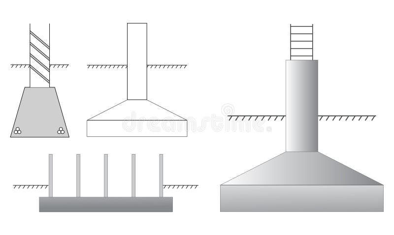 Set of Steel Column Foundation in Reinforced Concrete Block. 3D ...