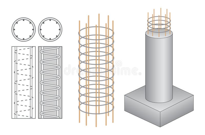 Set of Steel Column Foundation in Reinforced Concrete Block. Eps Vector ...