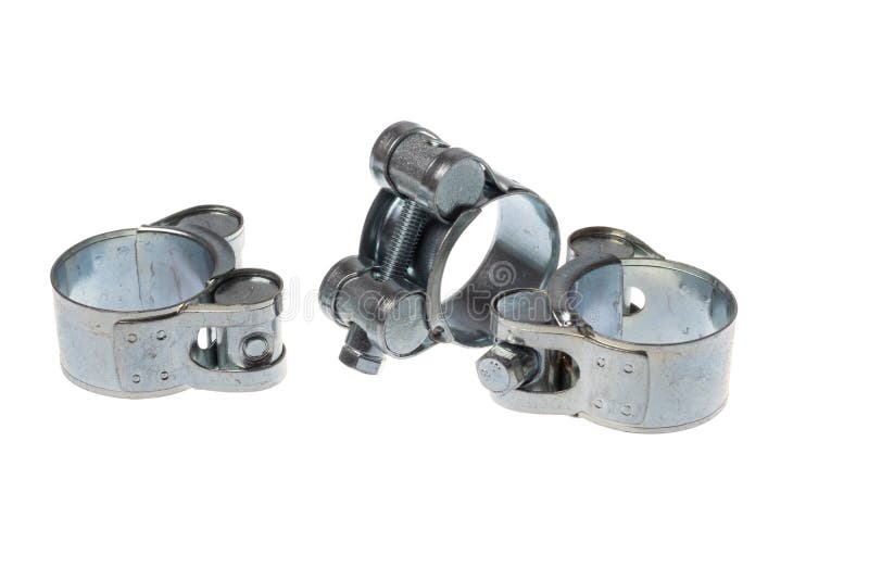 Set of Steel Hex Adjustable Hose Clamps, Isolated on White Background ...