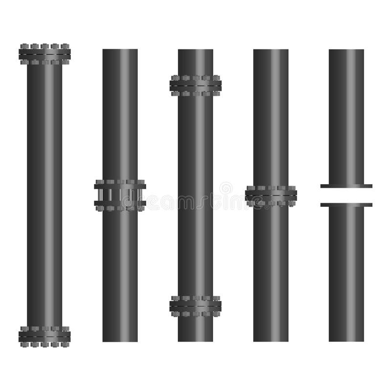 Set of Steel Pipes with Flanges, 3D Vector Illustration Stock Vector ...
