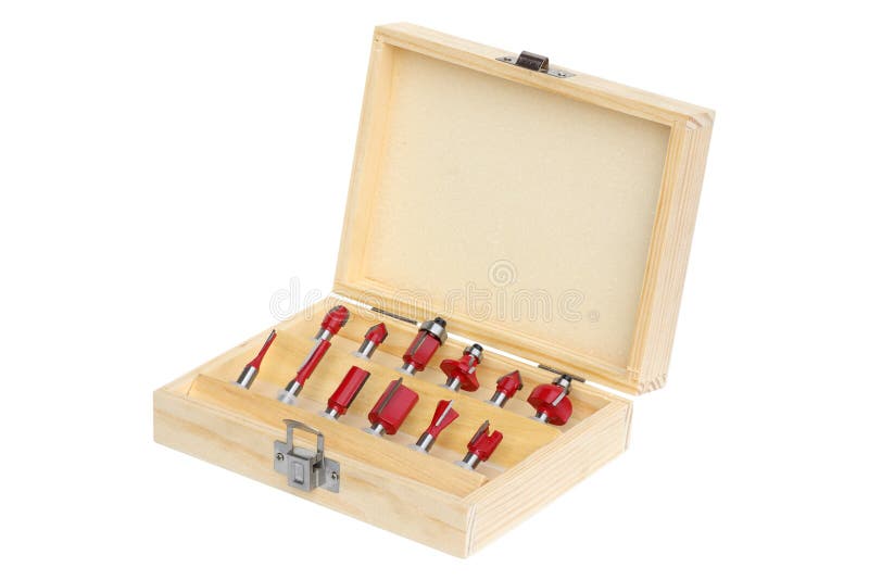 Set of Steel Router on White Background Stock Photo - Image of wood ...