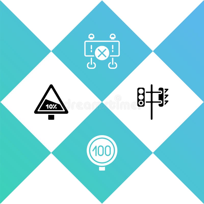 Set Steep Ascent and Descent Road, Speed Limit Traffic, Road Barrier ...