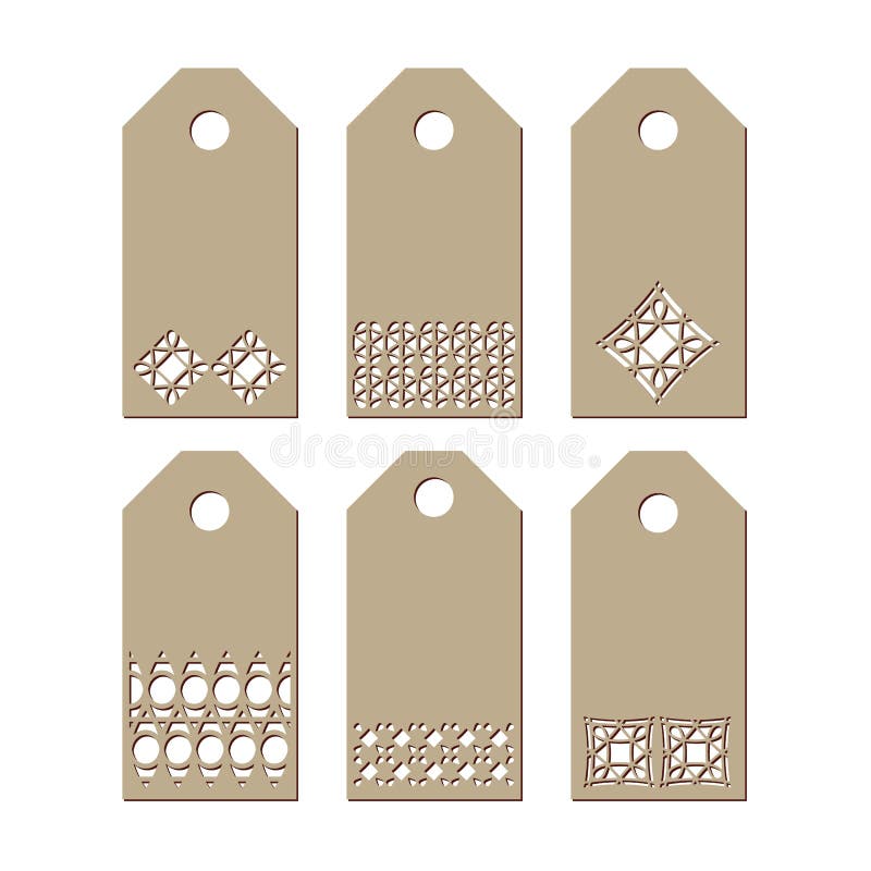 Set Stencil Labels with a Carved Pattern on a White Background Stock ...