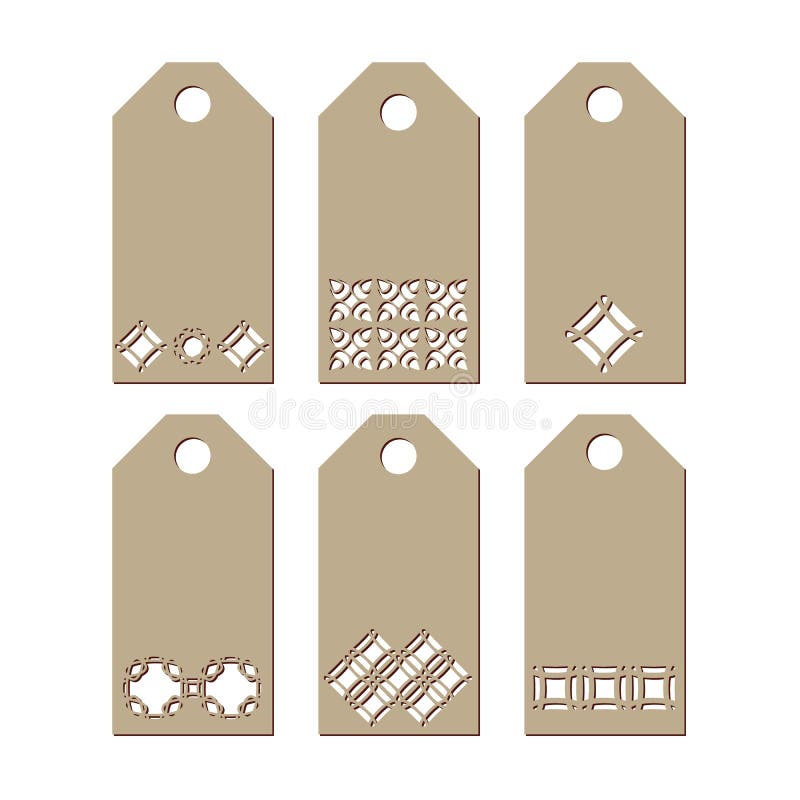 Set Stencil Labels with a Carved Pattern on a White Background Stock ...