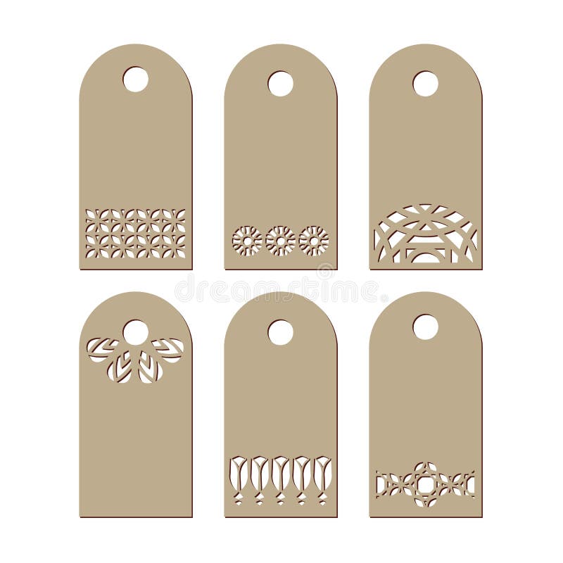 Set Stencil Labels with a Carved Pattern on a White Background Stock ...