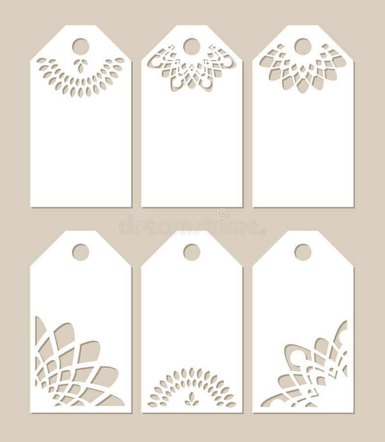 Set Stencil Labels with Carved Pattern Stock Vector - Illustration of ...