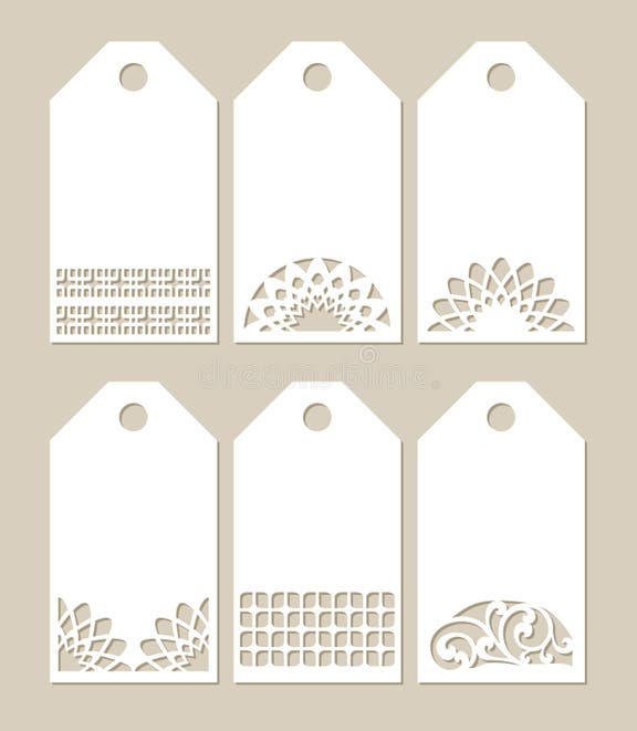 Set Stencil Labels with Carved Pattern Stock Vector - Illustration of ...