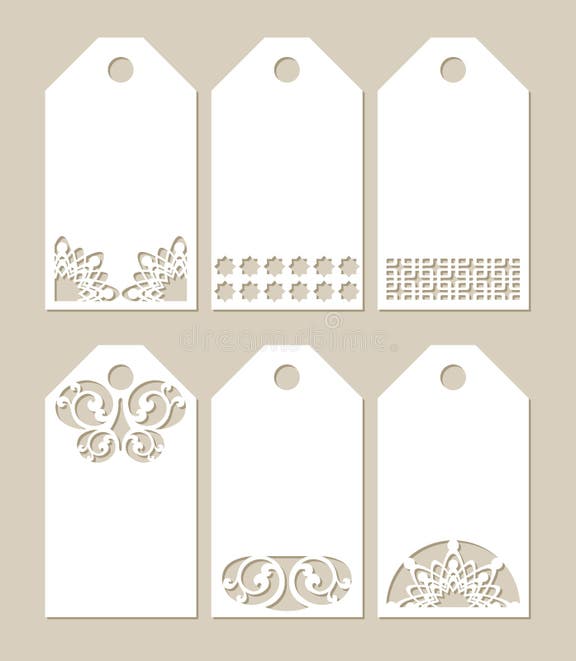 Set Stencil Labels with Carved Pattern Stock Vector - Illustration of ...