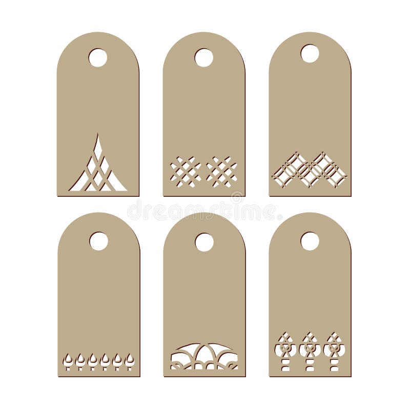 Set Stencil Labels with a Carved Pattern on a White Background Stock ...