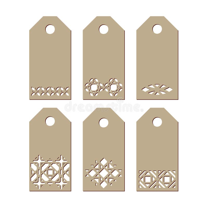 Set Stencil Labels with a Carved Pattern on a White Background Stock ...