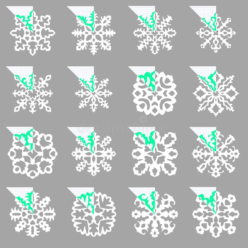 Set of Stencil Ornaments for Hand Made Snowflake Stock Vector ...
