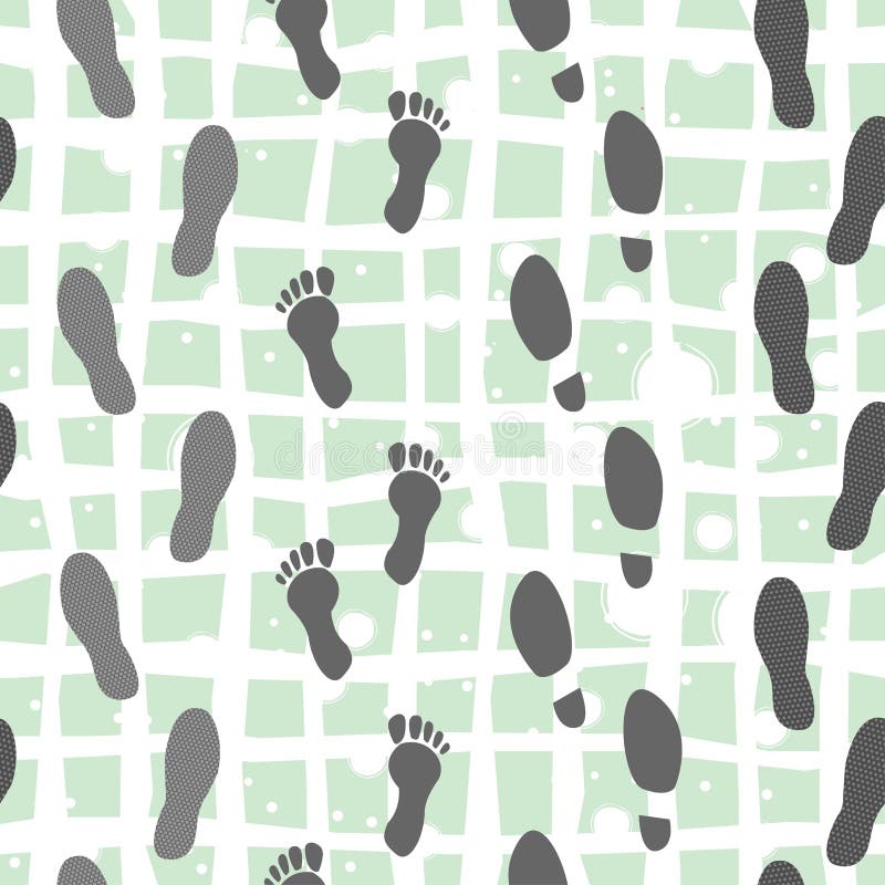 Set of Steps in Different Shoes in Black. Repeating Pattern Stock ...