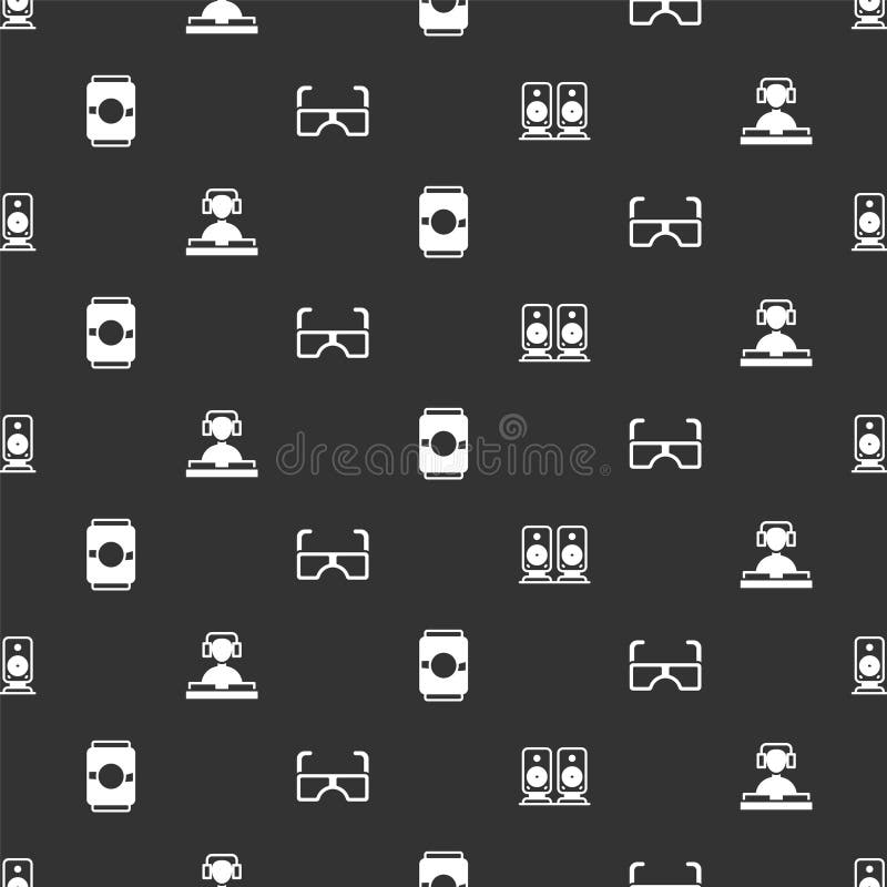 Set Stereo Speaker, DJ Playing Music, Beer Can and Glasses on Seamless ...