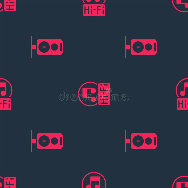 Set Stereo Speaker and Music Note, Tone on Seamless Pattern. Vector ...