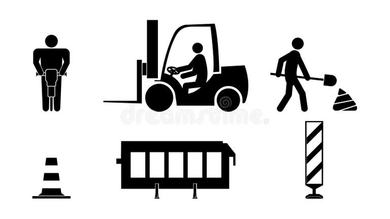 Set of Stick Figures, Construction and Repair, Vector Illustration ...