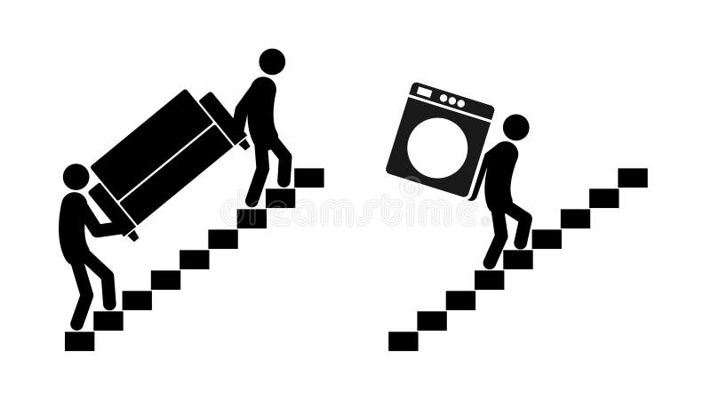 Set of Stick Figures, Professional Movers and Parcel Delivery, Vector ...