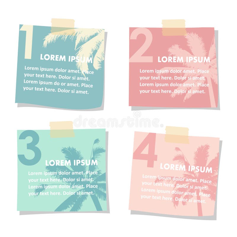 Set of Stick Notes Papers with Silhouette of Palm Trees. Tropical ...