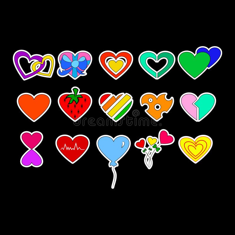 Set of Sticker with Heart Icon. Love Symbol. Stock Vector ...