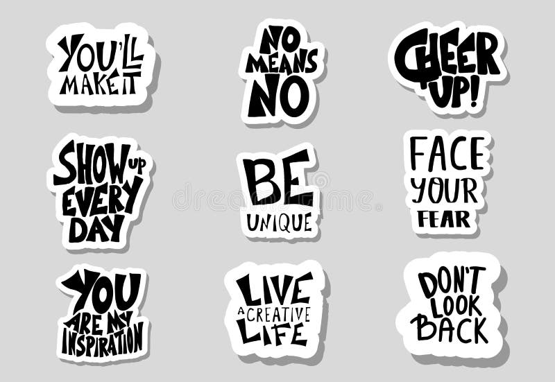 Set Of Sticker Quotes Vector Text Illustration Stock Vector