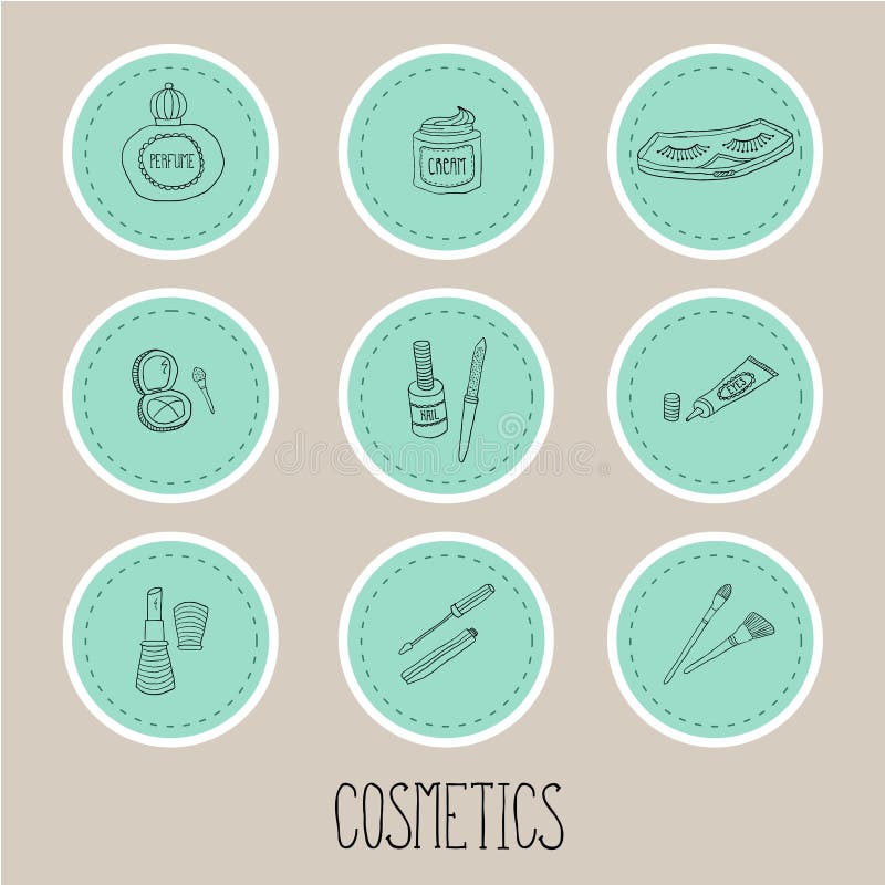 Set a Stickers of Beauty and Cosmetics Icons Stock Vector ...