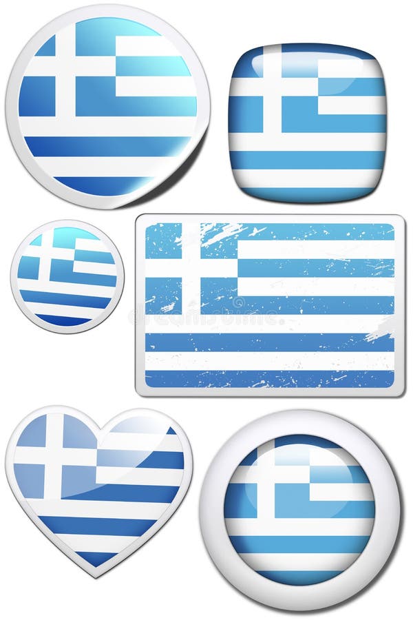 Greece flag button stock vector. Illustration of emotions - 7887468