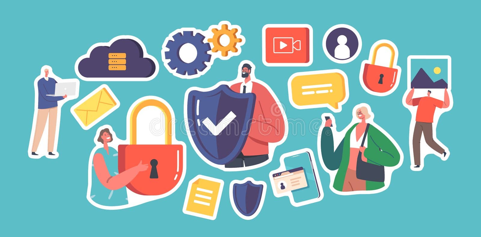 Set of Stickers Data Recovery, Backup and Protection, Hardware Repair ...