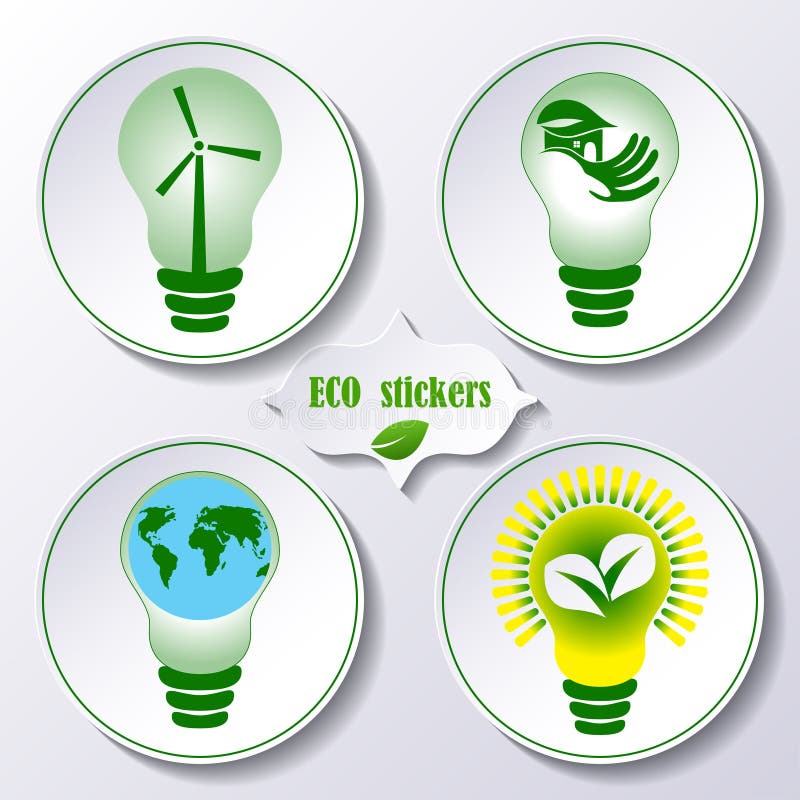 Set of Stickers Ecology Concept Stock Vector - Illustration of design ...