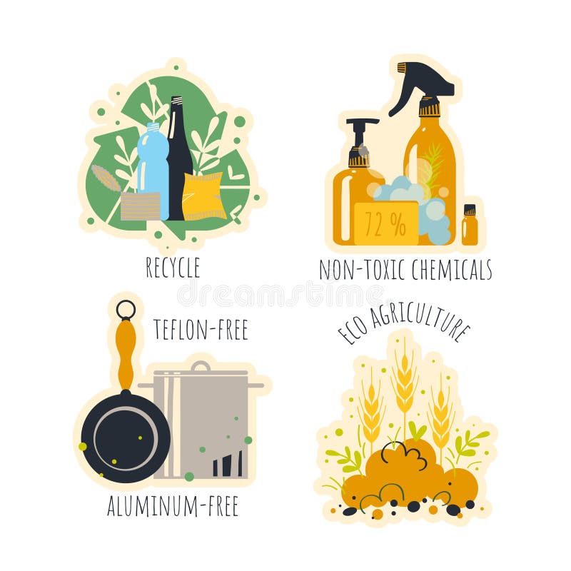 A Set of Stickers about Environmental Protection. Vector Illustration ...