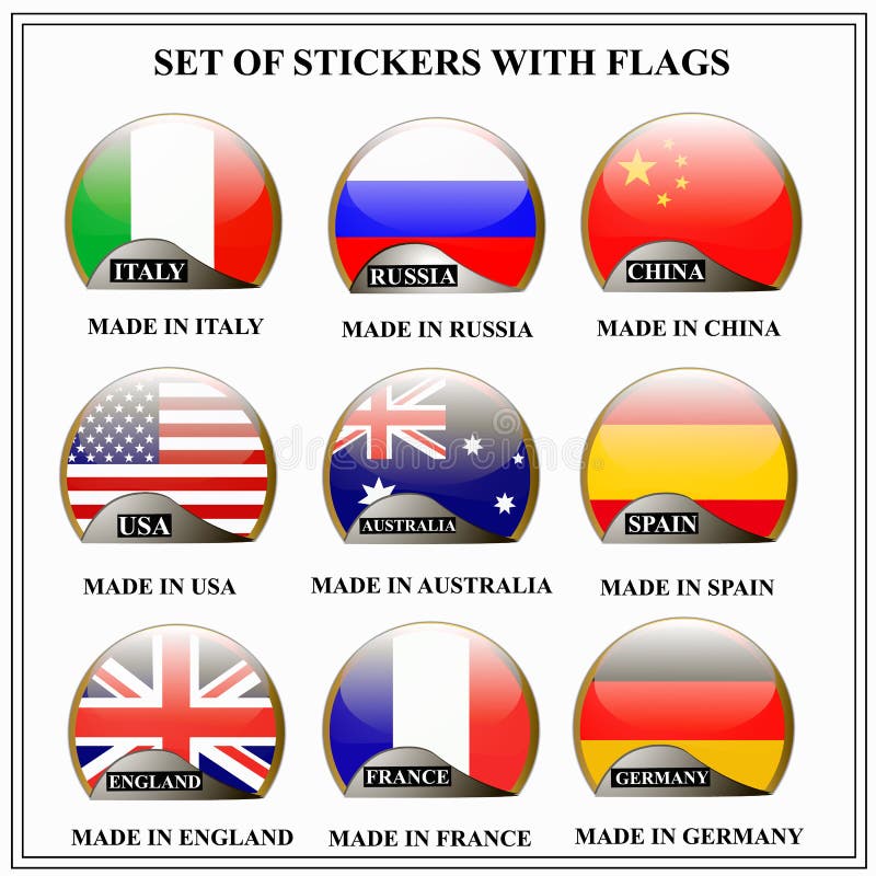 Set of Stickers with Flags. Stock Illustration - Illustration of ...