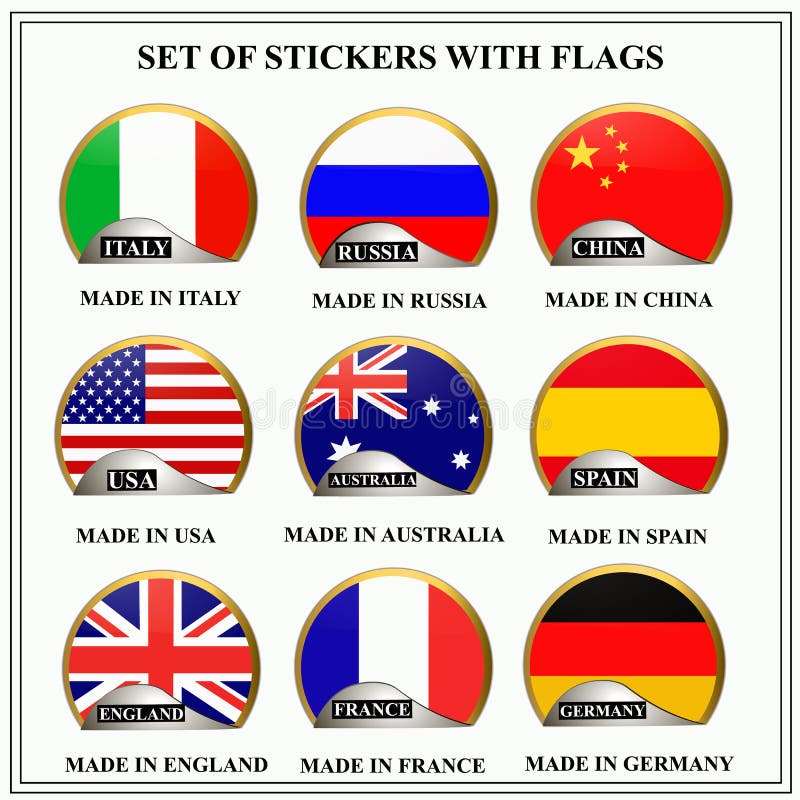 Set of Stickers with Flags. Stock Illustration - Illustration of event ...
