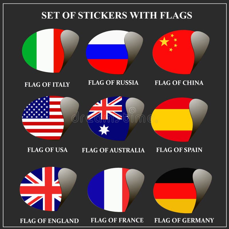 Set of Stickers with Flags. Illustration. Stock Illustration ...