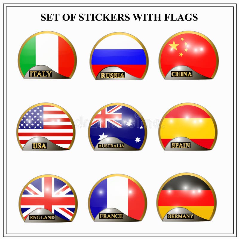 Set of Stickers with Flags. Illustration. Stock Illustration ...
