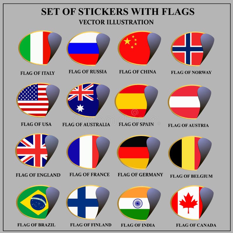 Set of Stickers with Flags. Vector. Stock Vector - Illustration of ...