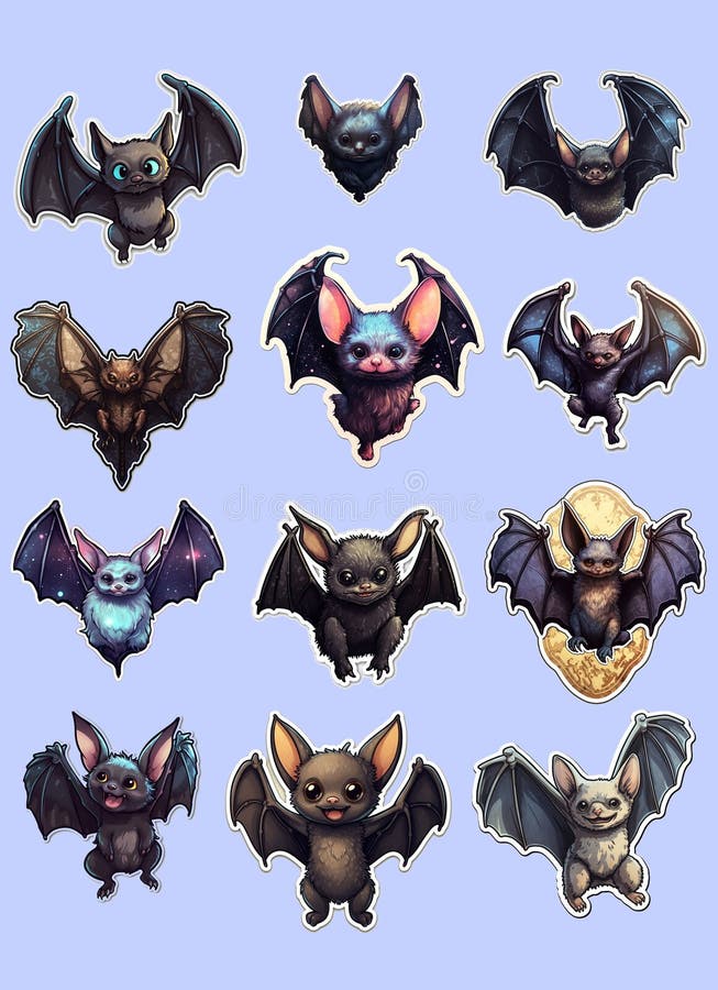 Set of Stickers for Halloween with Bats Stock Image - Illustration of ...