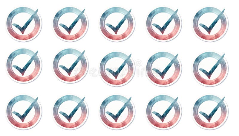 Set of Stickers with Approval Tick Stock Illustration - Illustration of ...
