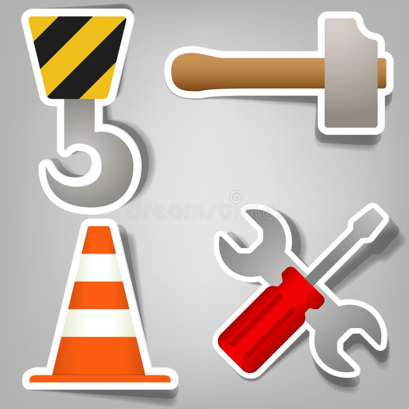 Set of Stickers that Indicate Repair Works Stock Vector - Illustration ...